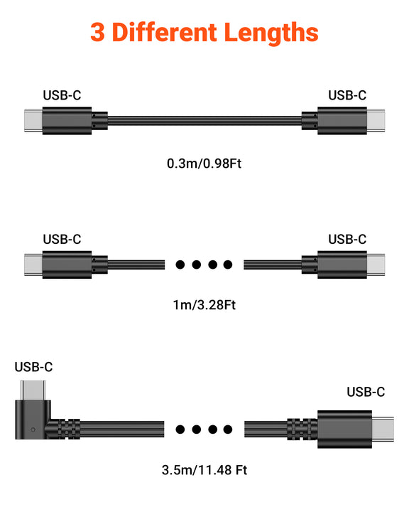 Vantrue USB-C to USB-C Dash Cam Power Cable Set – 3 Pack (0.3m, 1m, 3.5m)