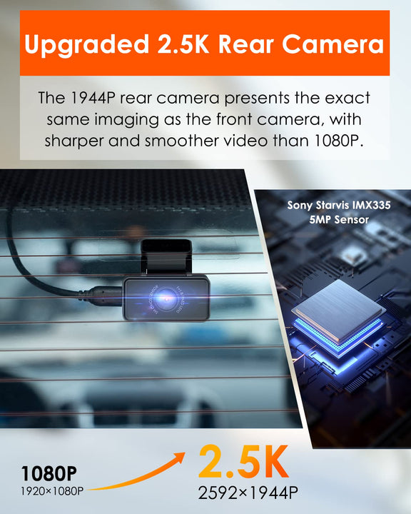 Vantrue E2 Dual Dash Cam | 2.7K Front & Rear | WiFi, GPS, Night Vision